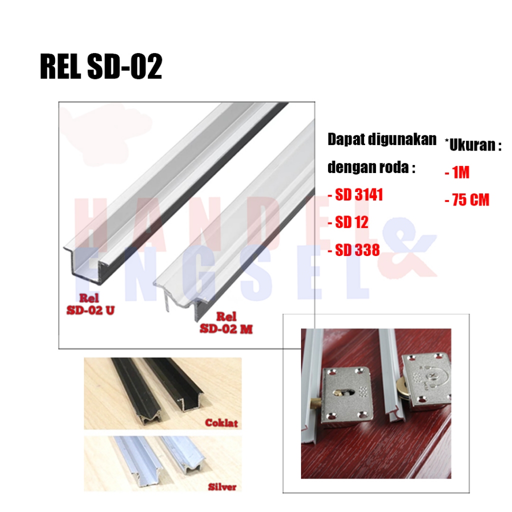 Jual Rel Tanam Pintu Lemari Sliding SD 02 U & M untuk Roda SD 3141 SD 12 SD 388 SD 338 / Rel ...