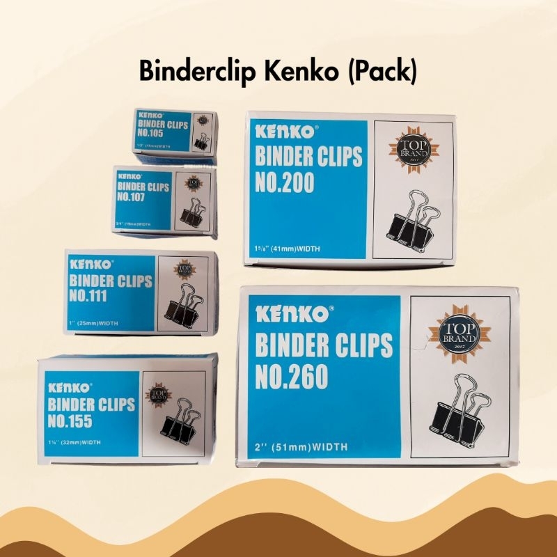 Jual Binder Clip Kenko No 105 107 111 155 200 260 1 Pack Paper Clips ...