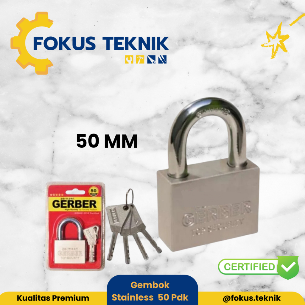 Jual Gembok Top Security LTS-50 Gerber Kunci Gembok Anti Maling Untuk ...
