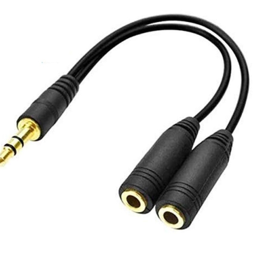 Jual FTr Audio Splitter 1 Input 2 Output Share Music For 2 Headset Jack ...