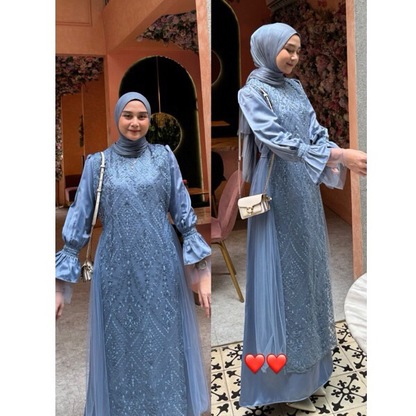 Jual Lini Dress Tulle Gamis Brukat Kondangan Silk Premium | Shopee ...