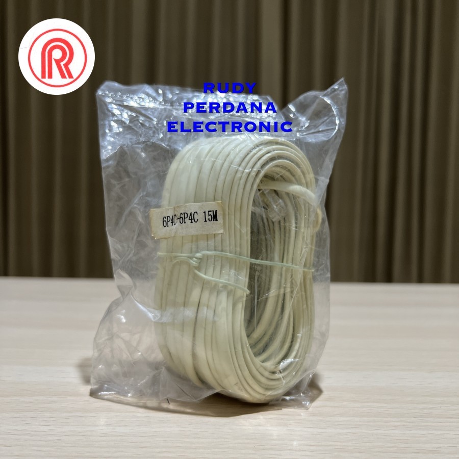 Jual KABEL LINE TELEPON TELFON TELPON RUMAH RJ11 RJ 11 15M 15 METER ...