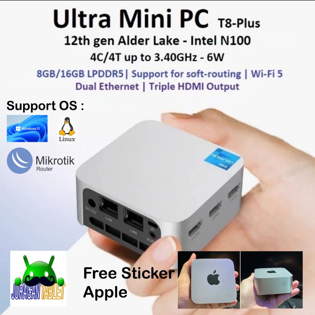 Jual Mini PC T8 Plus Intel N150 Gen13 TwinLake DDR5 SSD Dual LAN Triple ...