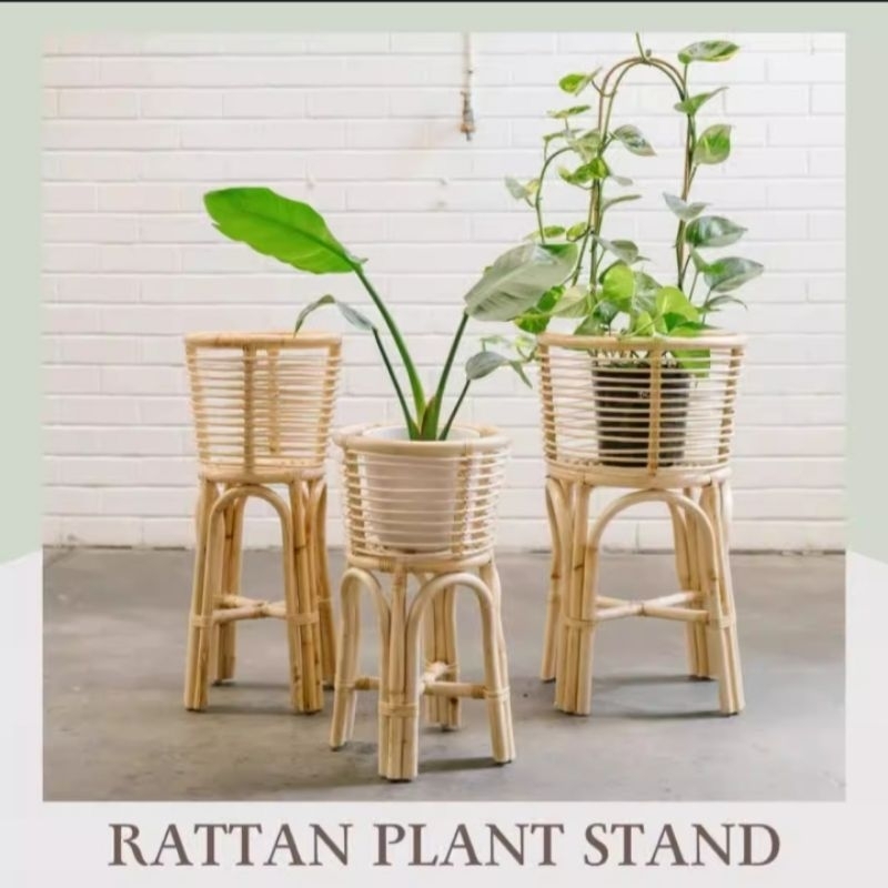 Jual Standing pot rotan alam/Rak pot bunga minimalis/dudukan tempat ...