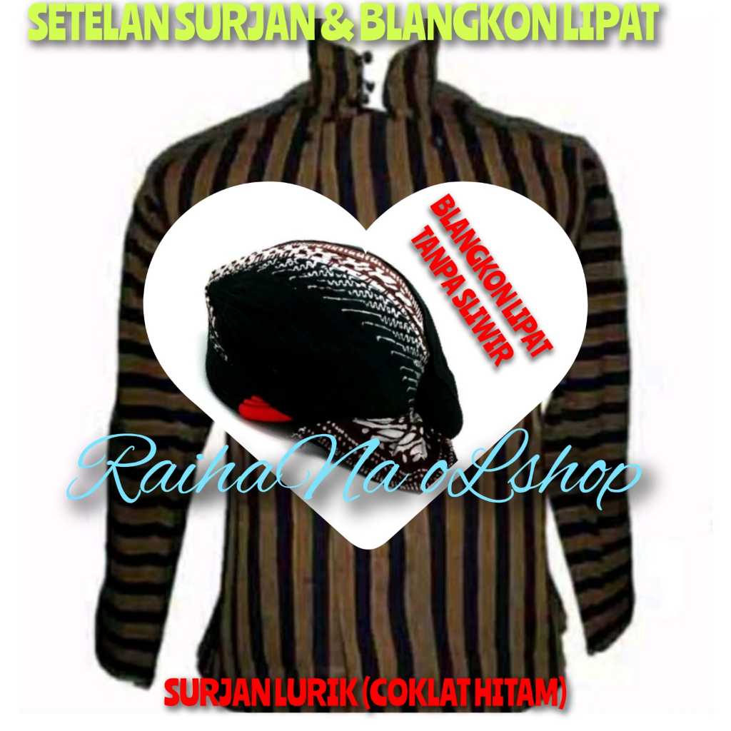 Jual SEPAKET BAJU ADAT JAWA PRIA | SURJAN LURIK COKLAT HITAM + KAIN JARIK BATIK + BLANGKON LIPAT ...