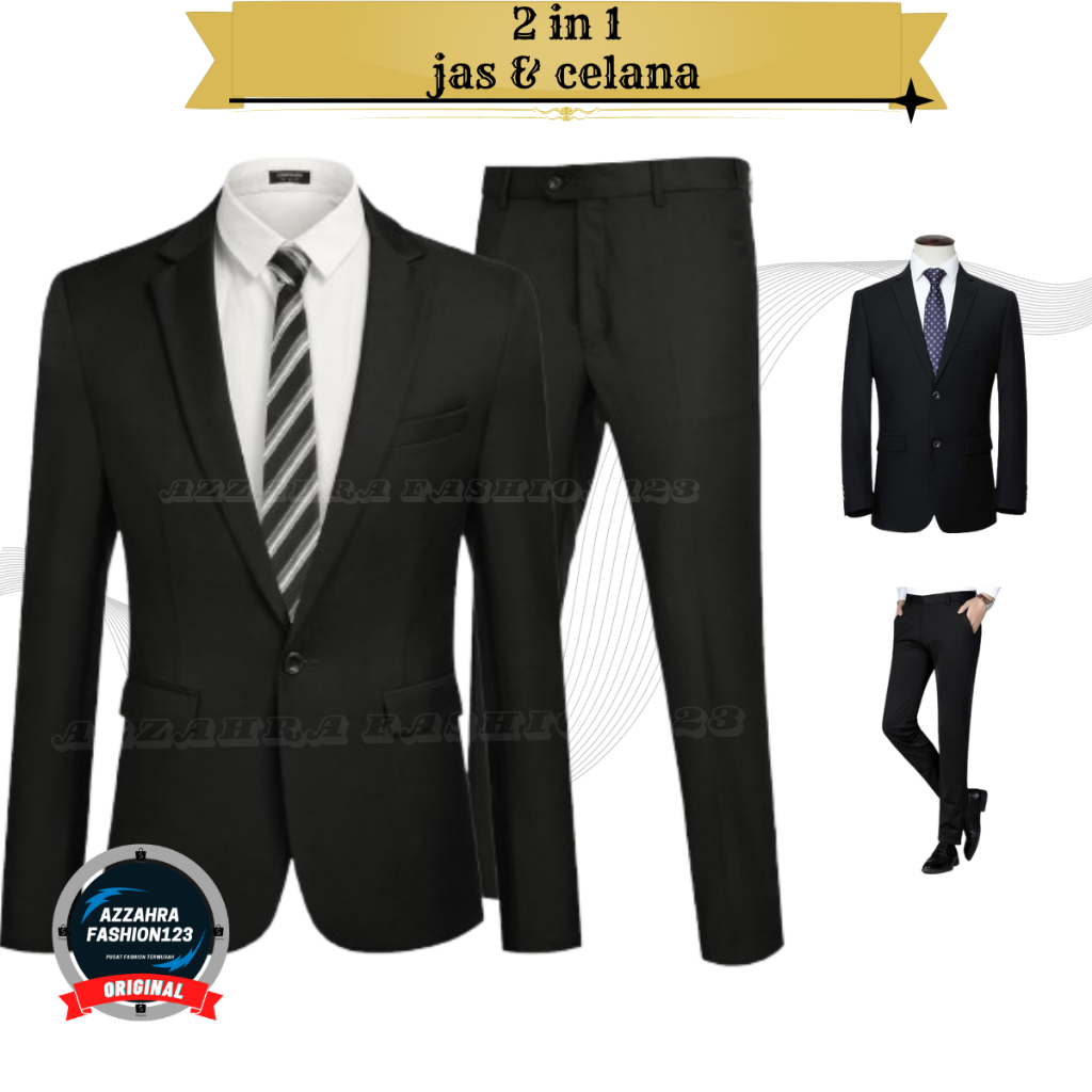 Jual Setelan Jas Blazer 2 in1 Jas dan Celana Original Set Jas Hitam Jas ...