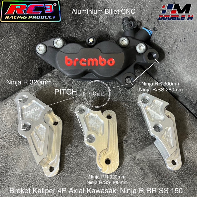 Jual Breket Bracket Kaliper Depan RC3 4p 4 Piston Brembo KTC Ninja R SS RR | Shopee Indonesia