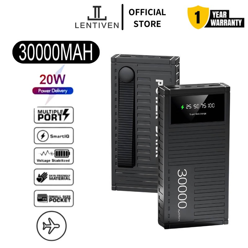 Jual LENTIVEN PowerBank 30000 mAh Fast Charging Dual Output Dual Input ...
