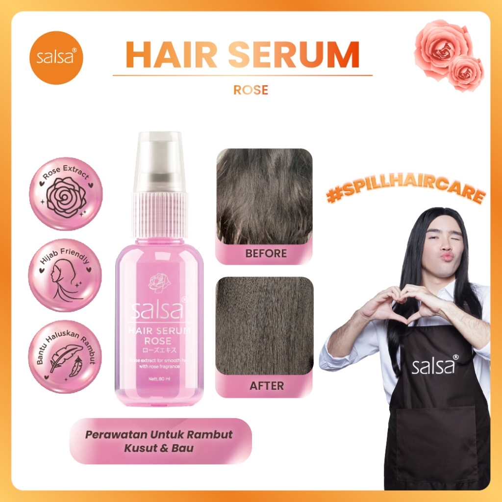 Jual AS Salsa Hair Serum Rose Spray hair Care 80ml Anti Bau Apek ...