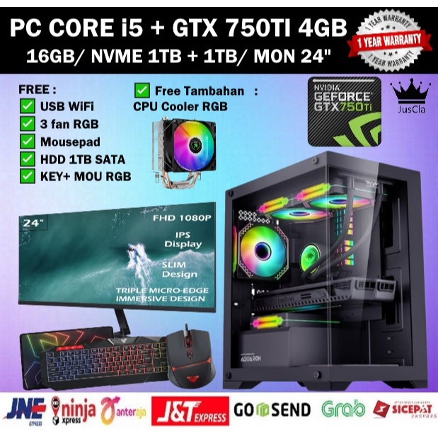 Jual Fullset PC Komputer GAMING INTEL CORE i5-4590 3,7GHz|RAM 16GB|NVME 1TB|VGA GTX750ti 4GB|HDD ...