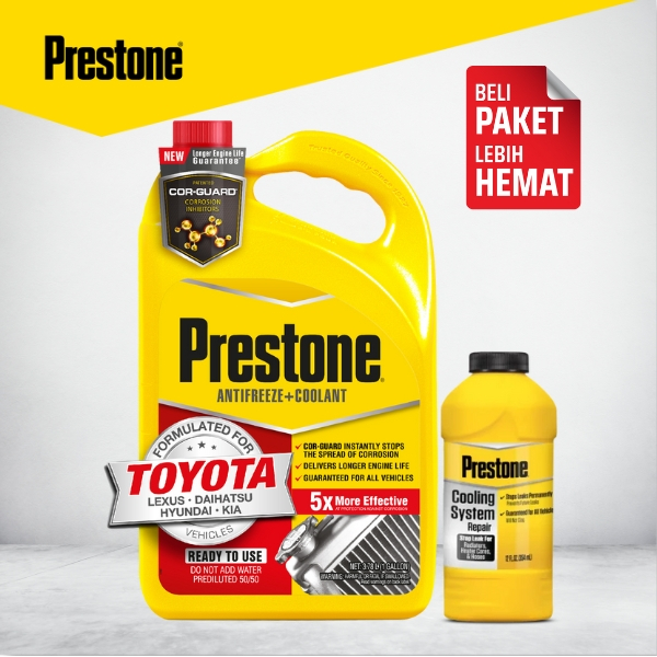 Jual Prestone - {Bundle} 50/50 Cor-Guard Asian Pink Ready To Use 3.78L + System Repair 354 mL ...