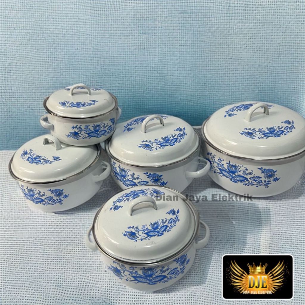 Jual PANCI SET ENAMEL 5 SUSUN NAGAKO/enamel cover casserole set ...