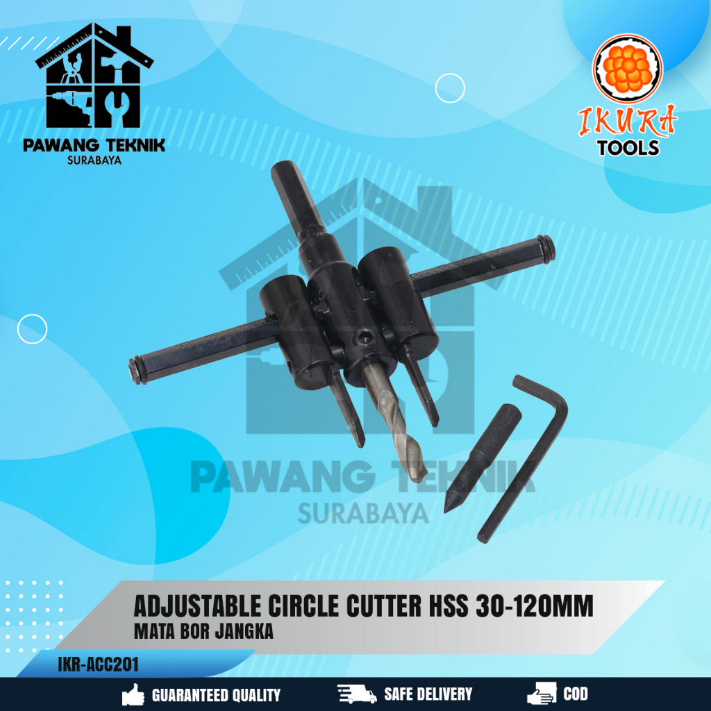 Jual Ikura Tools Mata Bor Kayu Jangka 30mm - 120mm Holesaw Jangka ...