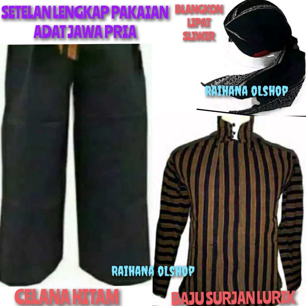 Jual SEPAKET BAJU ADAT JAWA PRIA | SURJAN LURIK COKLAT HITAM + CELANA HITAM + BLANGKON LIPAT ...