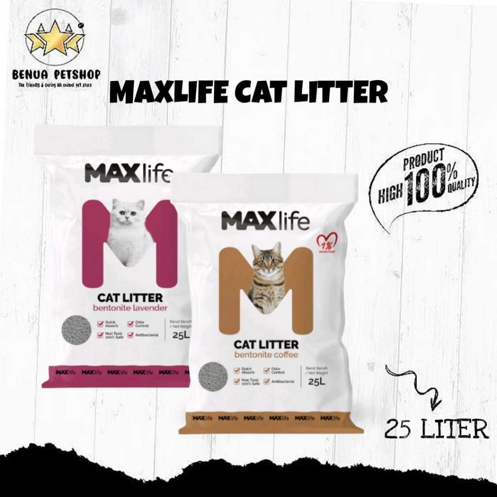 Jual MAXLIFE BENTONITE CAT LITTER PASIR KUCING 25 LITER (EKSPEDISI ...