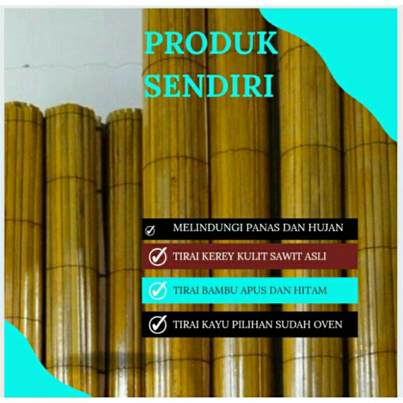 Jual 100x350cm 250x400cm Tirai Kerei Bambu Kulit Sawit Keray Gulung Lengkap Tali Tambang Dan ...