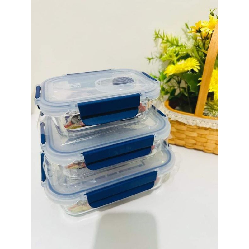 Jual Paket kontainer kaca dapat 3 varian bahan kaca tebal ,serbaguna ...