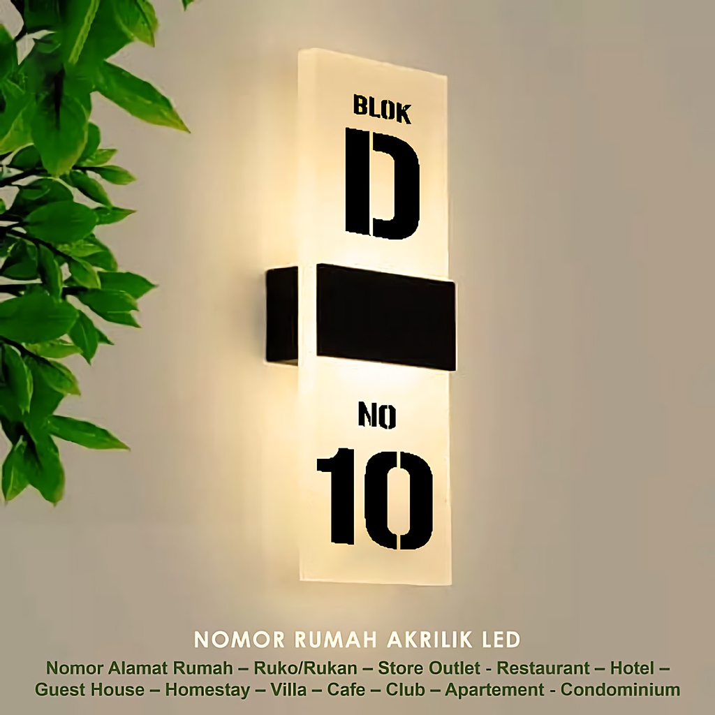 Jual Custom Nomor Rumah Akrilik LED Angka Huruf Timbul Acrylic Neon Box ...