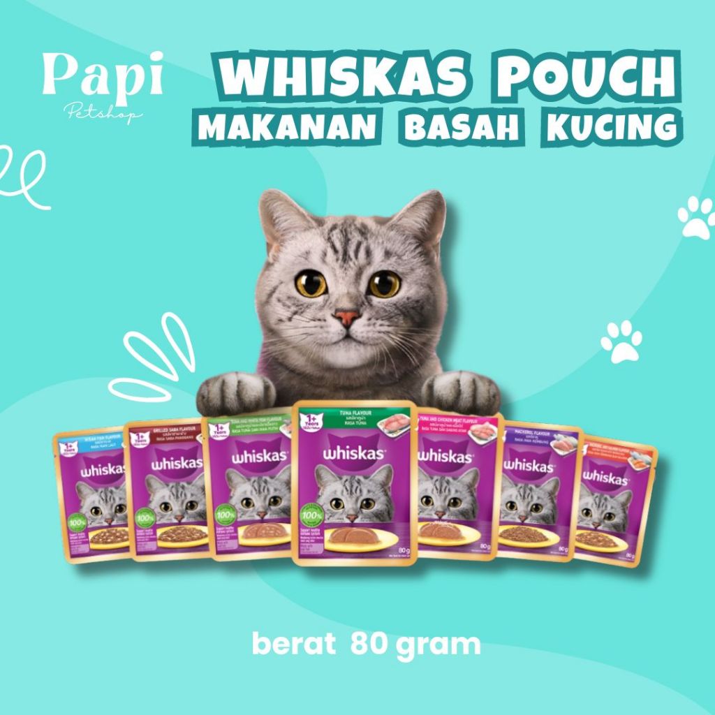 Jual Whiskas Pouch 80gr Makanan Kucing Basah Wiskas Junior Adult Kitten ...