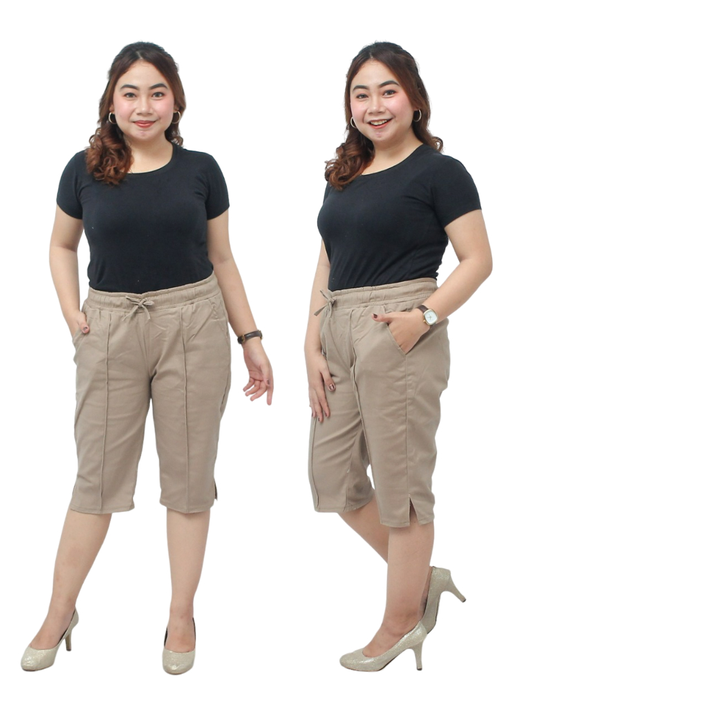 Jual Putri Nasya - Celana Big Size Pendek 7/8 Ukuran 8L,6L,5L,4L,2L,XL, All Size Warna Cream ...
