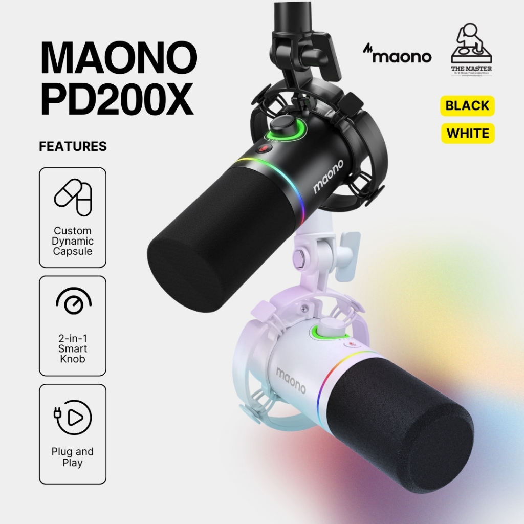 Jual Maono PD200X Dynamic USB XLR RGB Microphone Live Streaming Gaming ...