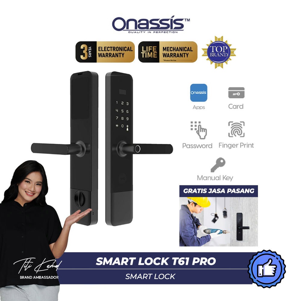 Jual Onassis Smart Lock T61 Pro Wifi & Pemasangan | Shopee Indonesia