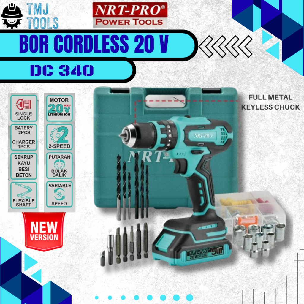 Jual Bor Cordless NRT-PRO 340DC SET 20V Mesin Portable Impact Hammer ...