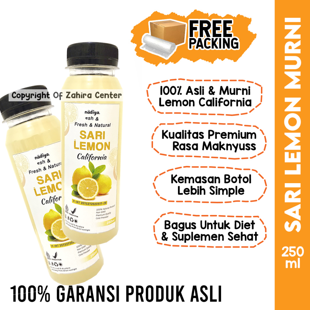 Jual ASLI Sari Lemon 250ml Air Jeruk Murni BPOM Organic Natual Minuman ...