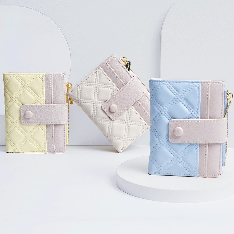 Jual Dompet wanita kulit premium Dompet lipat pendek kecil Macaron ...