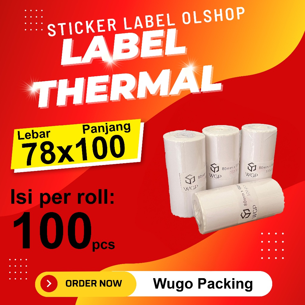 Jual LABEL THERMAL 78 X 100 mm isi 100 pcs KERTAS STICKER DIRECT ...