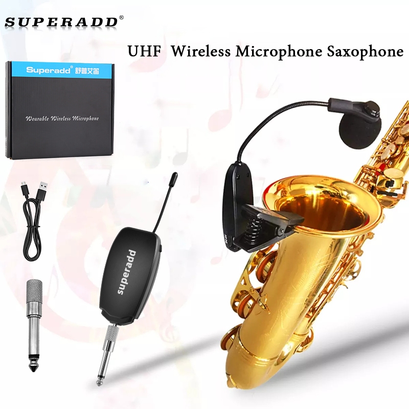 Jual Durable Isi Ulang UHF Microphone Wireless Saxophone Clip On Holder ...