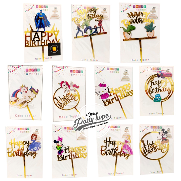 Jual Topper hbd karakter akrilik / Hiasan Kue Acrylic karakter / topper ...