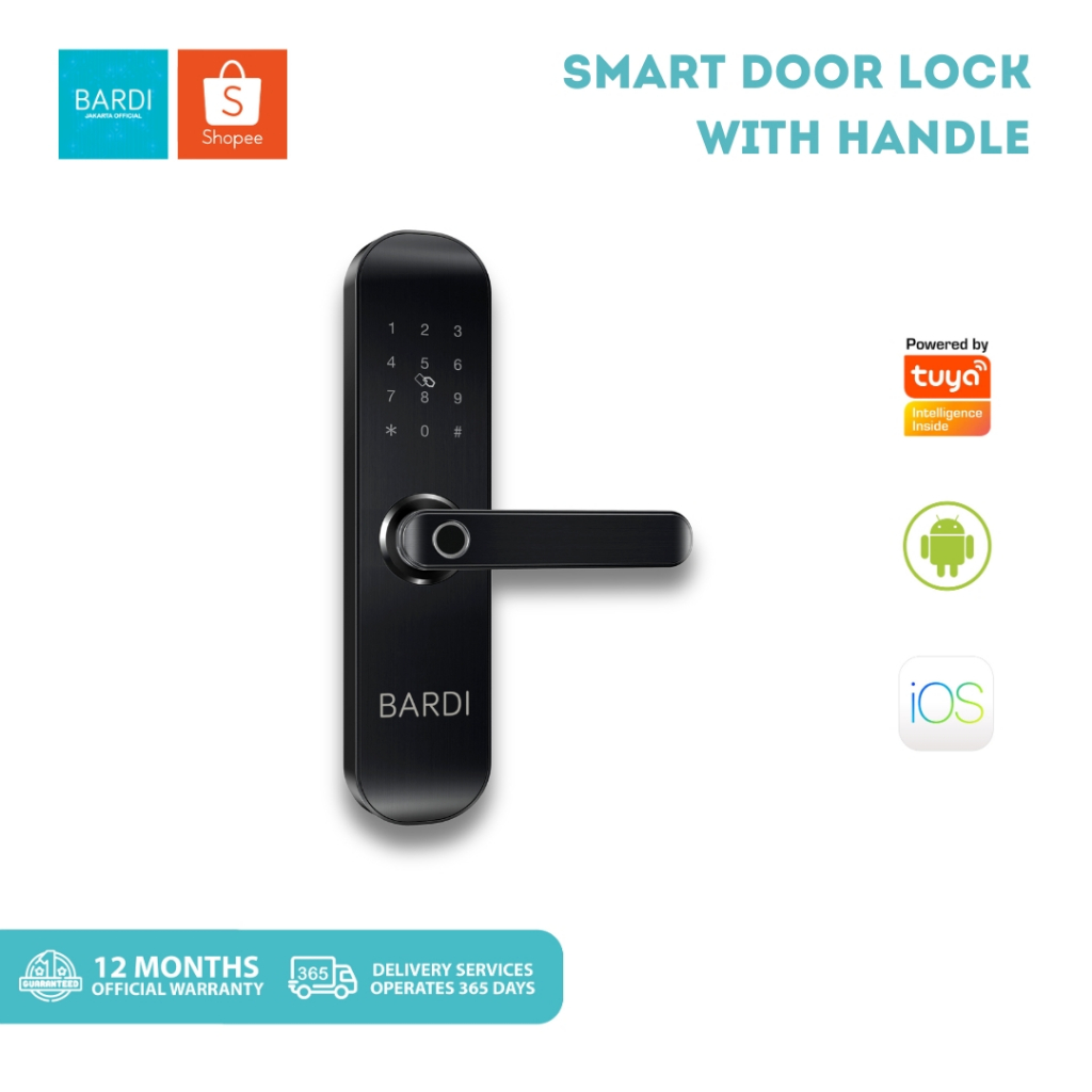 Jual Bardi Smart Home Door Lock Handle RFID Fingerprint Waterproof IP54 ...
