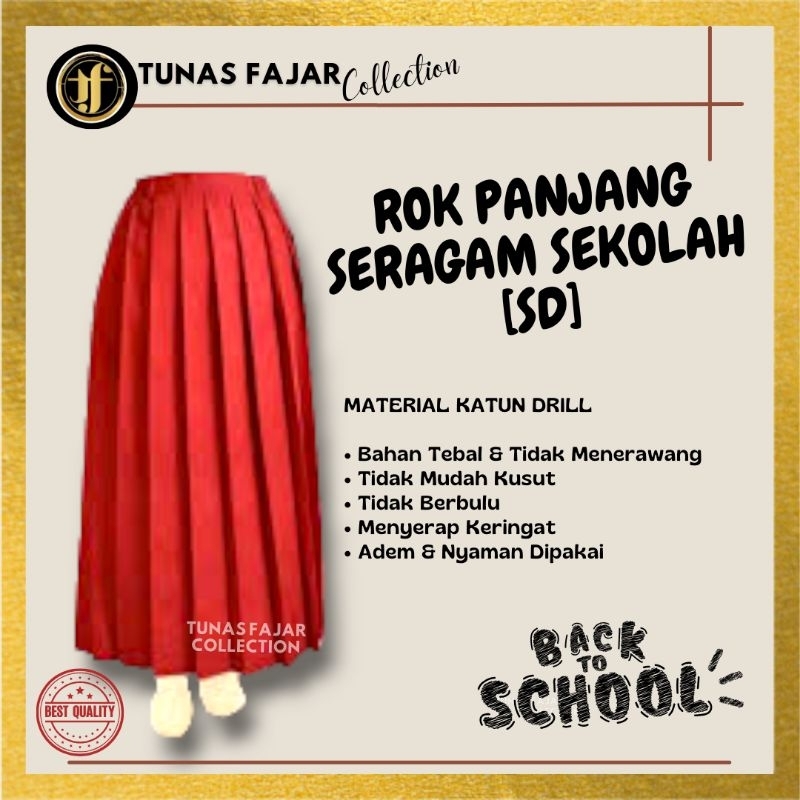 Jual ROK PANJANG MERAH SERAGAM SEKOLAH JENJANG SD KATUN DRILL - TUNAS FAJAR | Shopee Indonesia