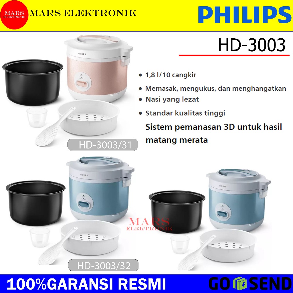 Jual RICE COOKER PHILIPS HD3003 - 1,8 LITER - GARANSI RESMI ...