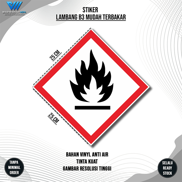 Jual Stiker label Simbol limbah B3 K3 Hazmat Mudah Terbakar Bahan Vinyl ...