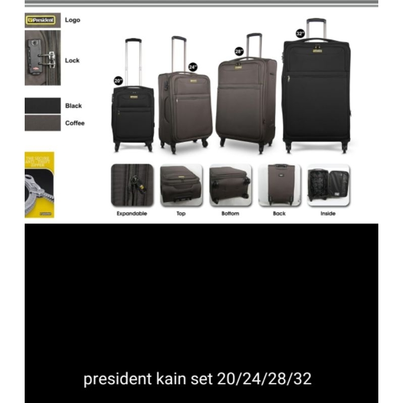 Jual koper president bahan kain size 32 inch original | Shopee Indonesia