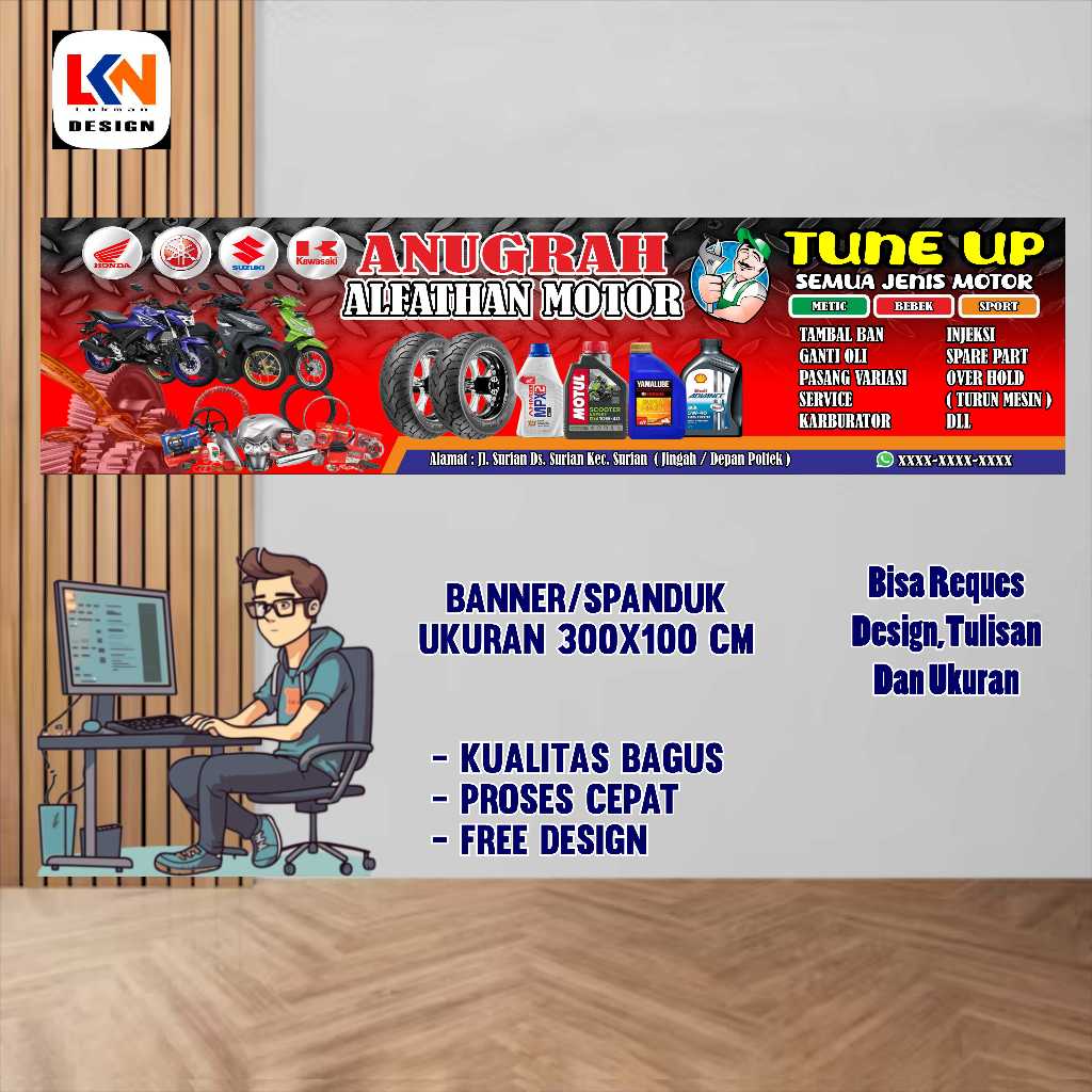Jual spanduk banner bengkel anugrah motor | Shopee Indonesia