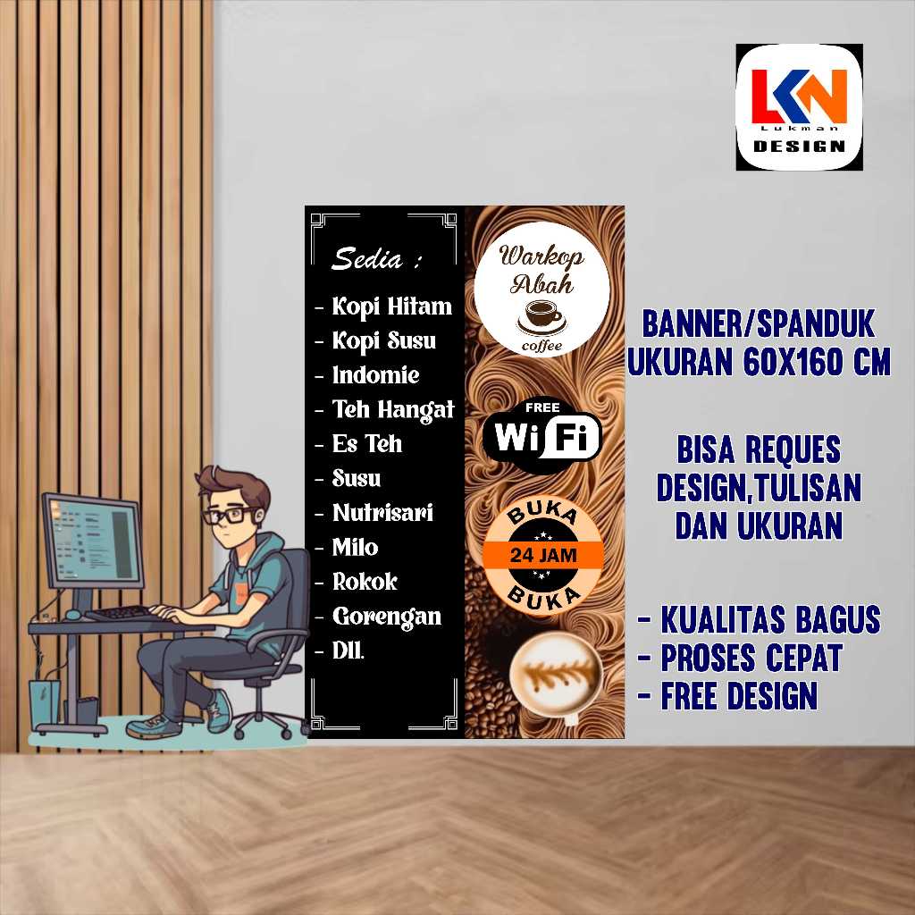 Jual spanduk banner warkop abah | Shopee Indonesia