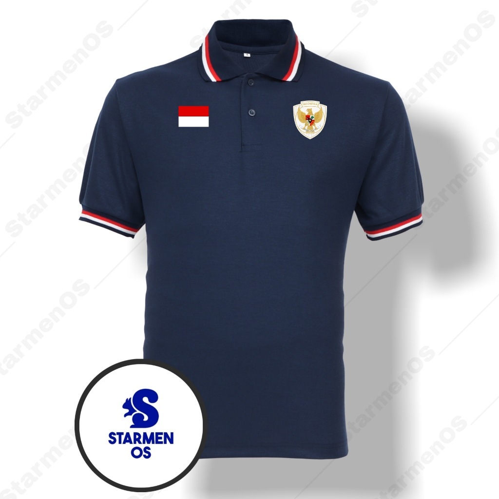 Jual STARMEN.OS Kaos Polo Shirt Pria Kerah 3 List Logo TIMNAS GARUDA ...