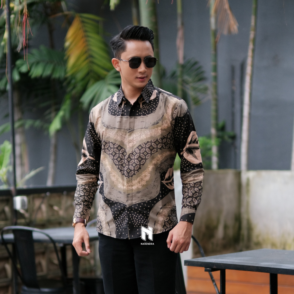 Jual Batik Narendra | Kemeja Batik Pria Alusan Modern Slimfit Anak Muda Lengan Panjang Motif ...