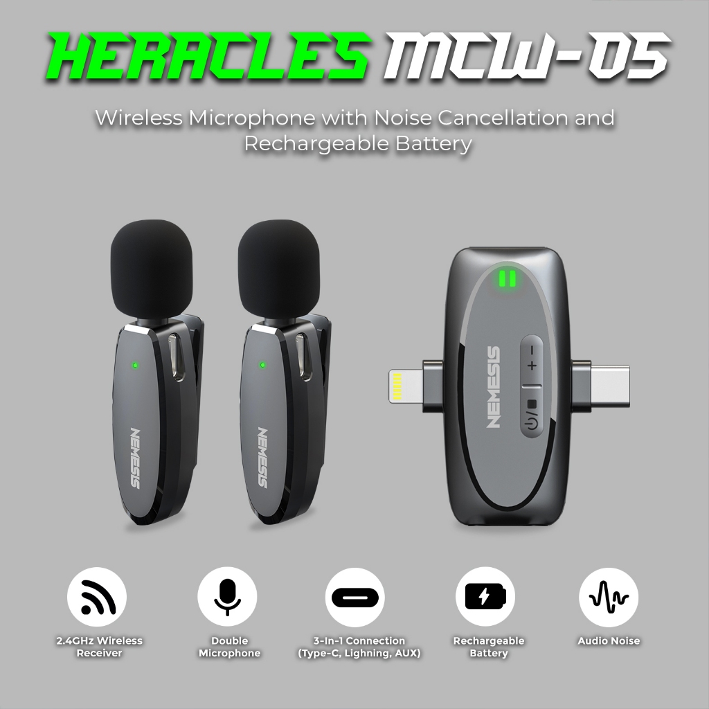 Jual NYK Nemesis Microphone Wireless 2.4GHz Clip On 3 in 1 HERACLES MCW ...