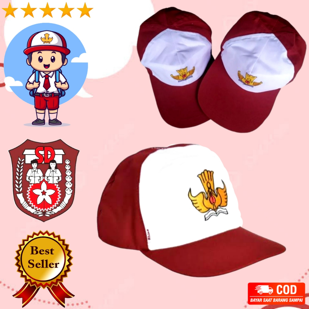 Jual Topi SD - Topi Sekolah SD Merah Putih - Perlengkapan Sekolah Anak ...