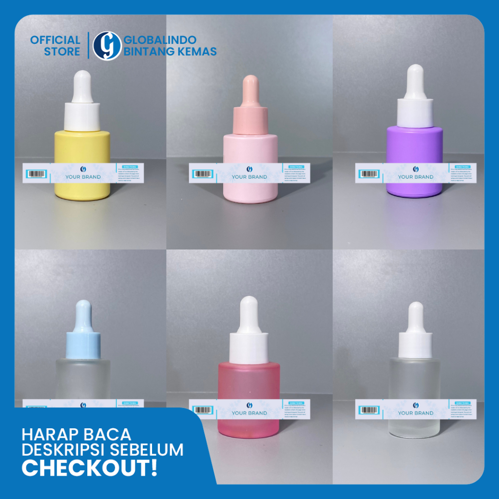 Jual Cetak Label Skincare | Stiker Botol Serum Skincare | Botol Serum ...