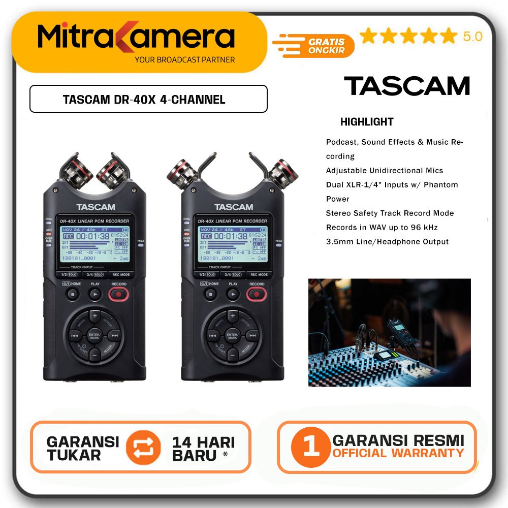 Jual TASCAM DR-40X 4-Channel Portable Audio Recorder Garansi Resmi ...