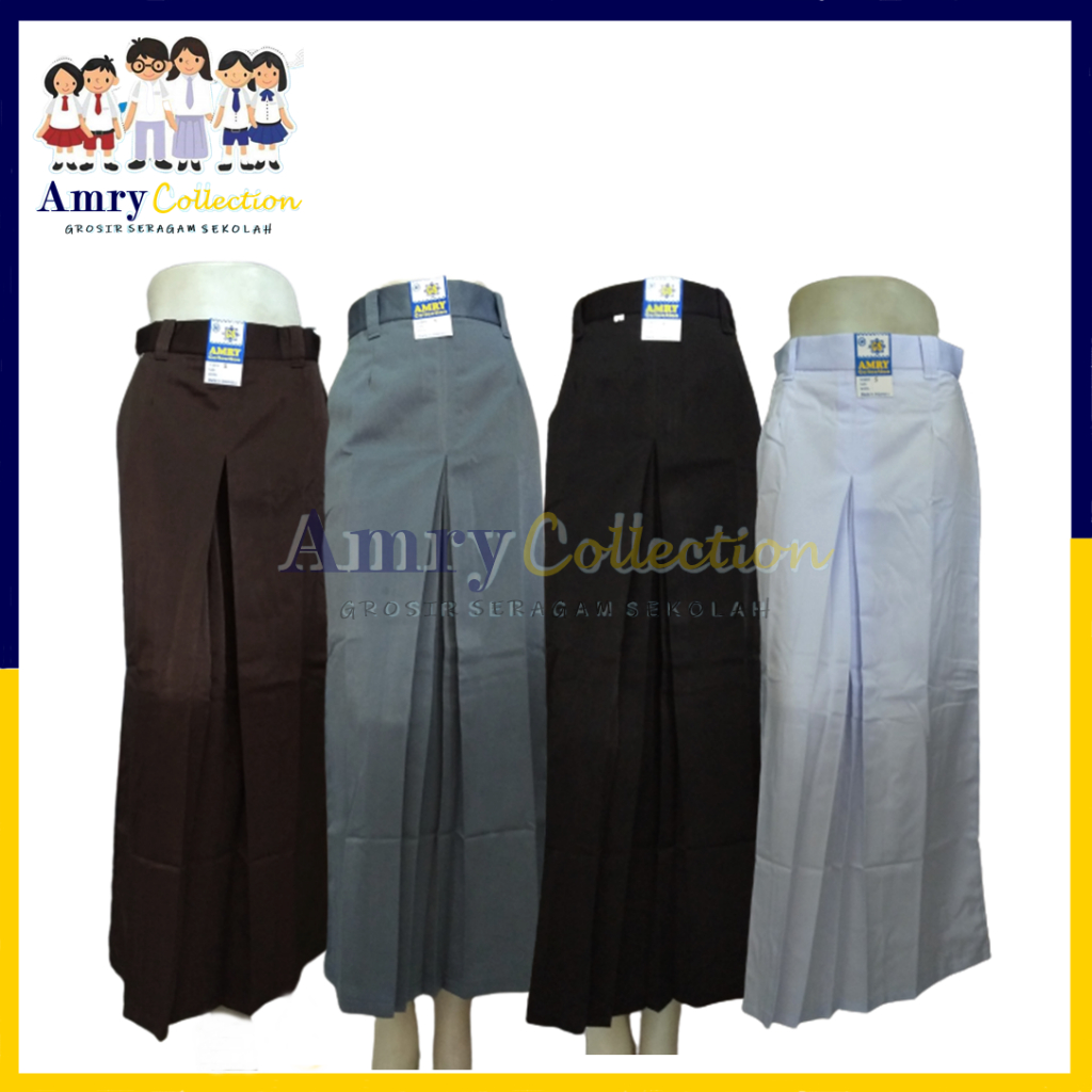 Jual Rok SEKOLAH SMP SMA Panjang Model Span Rempel Belah Satu By AmryCollection (High Twist ...