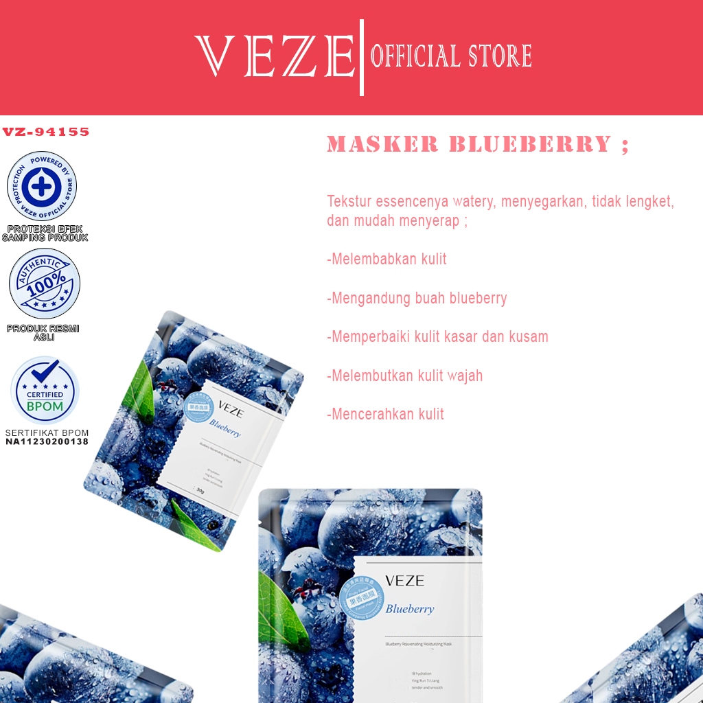 Jual [BPOM] - VEZE Fruit Mask Masker Wajah Natural Sheet Mask | Shopee ...