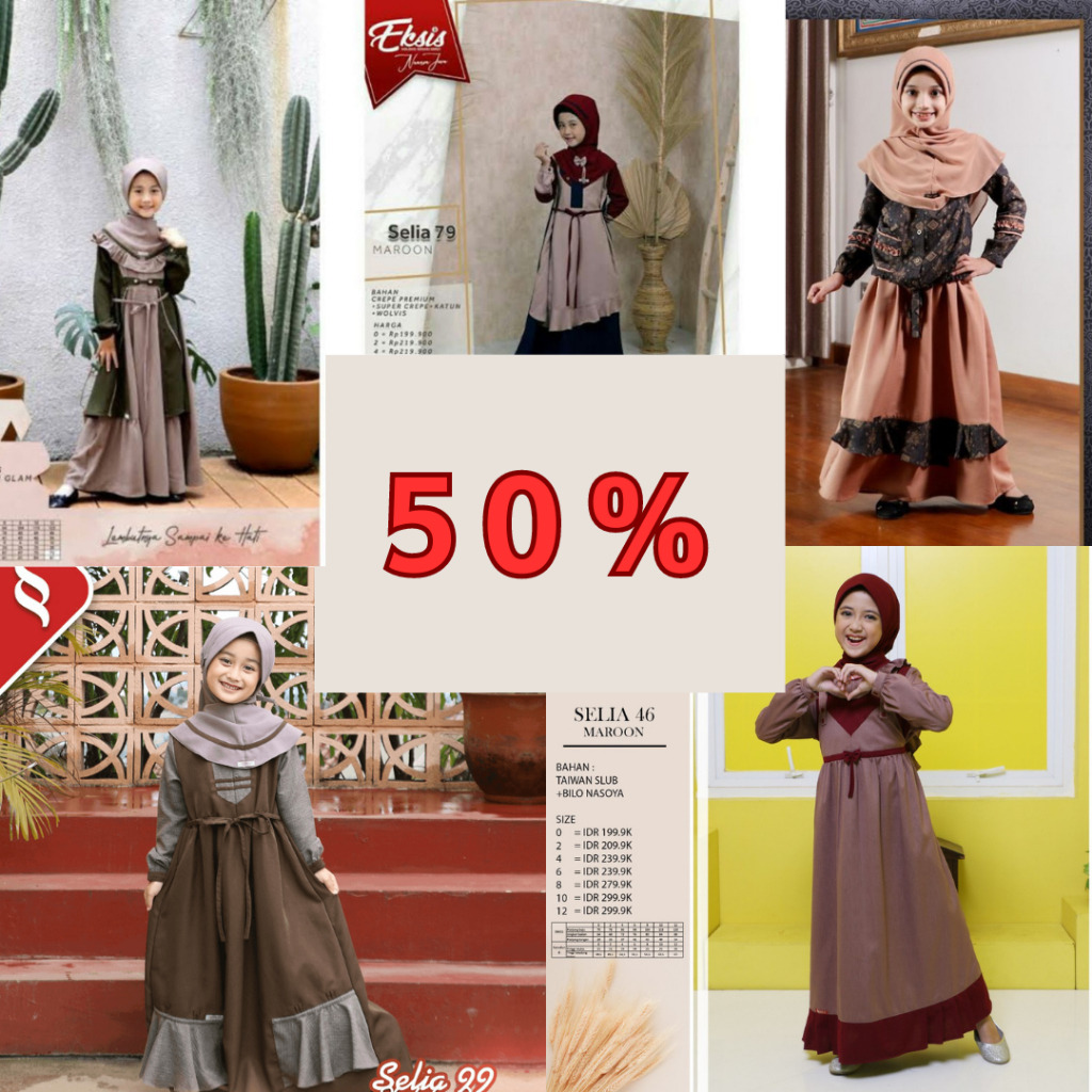 Jual Seply Baju Anak Muslim Gamis Anak Set Hijab Size 6 (usia 5 - 6 ...