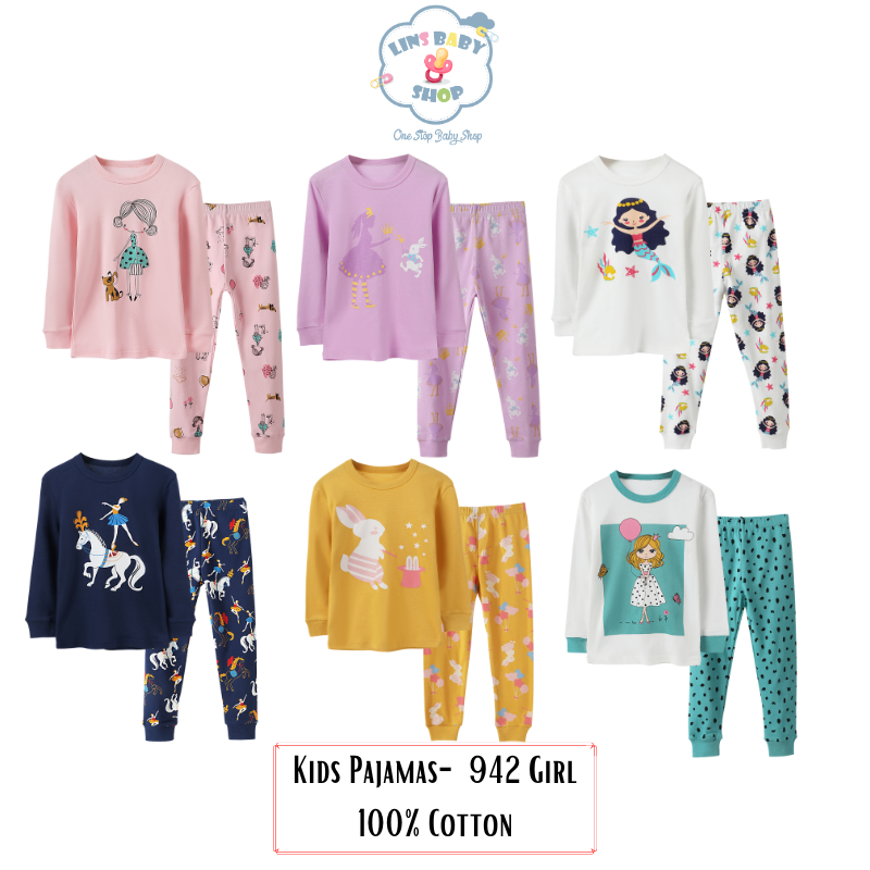 Jual Pajamas Kids Import / Piyama Anak 100% Cotton - H942 Girl | Shopee ...