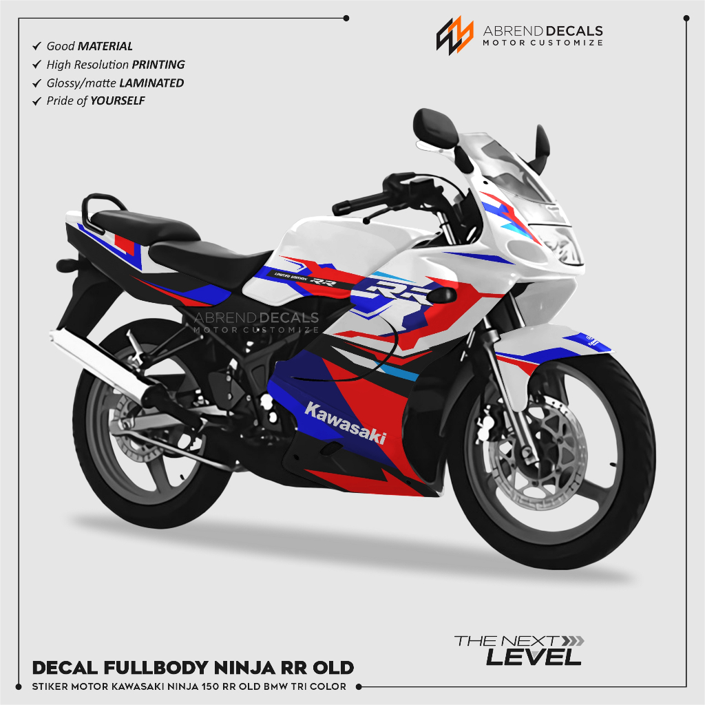 Jual DECAL FULLBODY NINJA 150 RR OLD LIVERY BMW TRI COLOR / STIKER ...